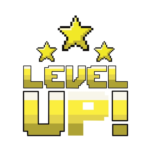 Retro Pixel Art Stars Elevate Level Up Design | Jiffy Designs