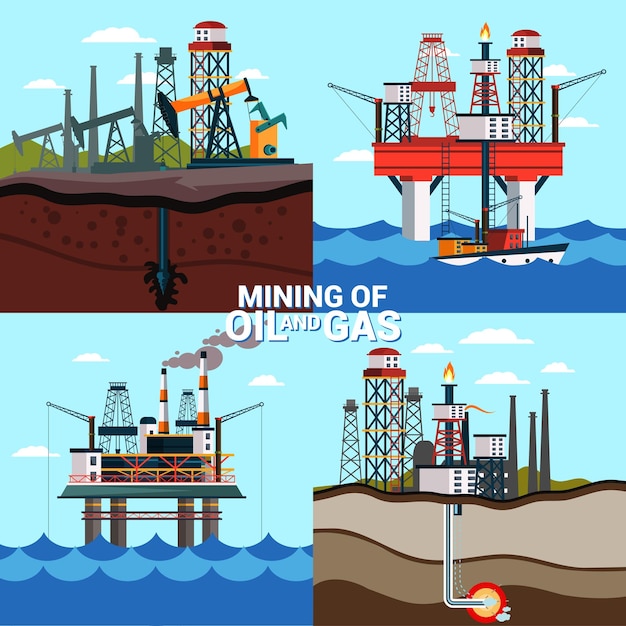 Diverse Collection of Oil and Gas Mining Rigs and Platforms | Jiffy Designs