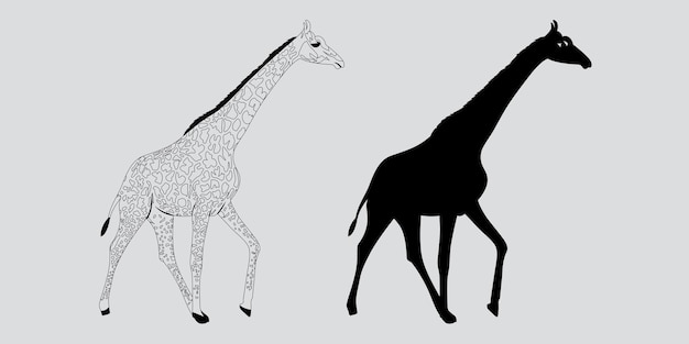 Elegant Giraffe Silhouettes in Monochrome Contrast | Jiffy Designs