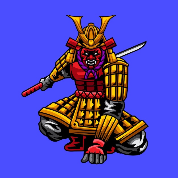 Fearsome Samurai Warrior Brandishing Sword and Shield | Jiffy Designs