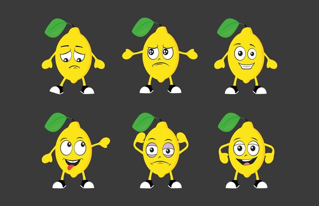 Vibrant Collection of Expressive Lemon Cartoon Characters | Jiffy Designs
