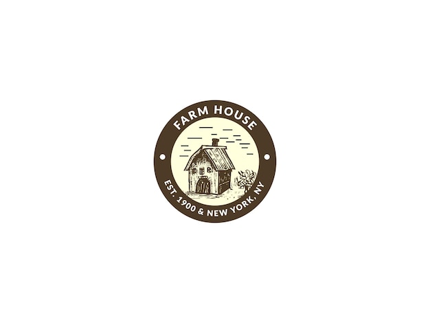 Rustic Farmhouse Logo with Cozy Cottage Illustration | Jiffy Designs