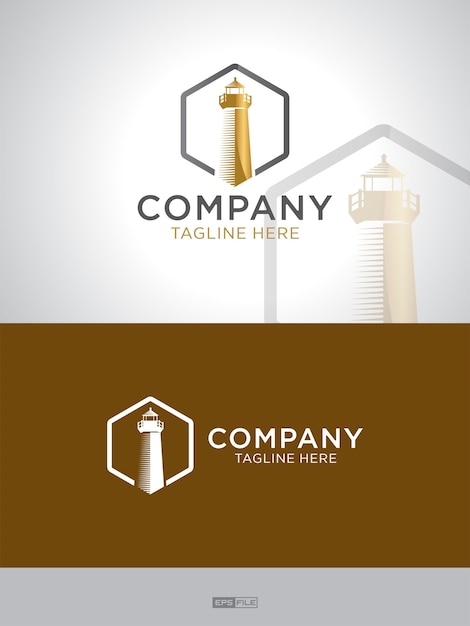 Elegant Lighthouse Logo with Hexagonal Frame | Jiffy Designs
