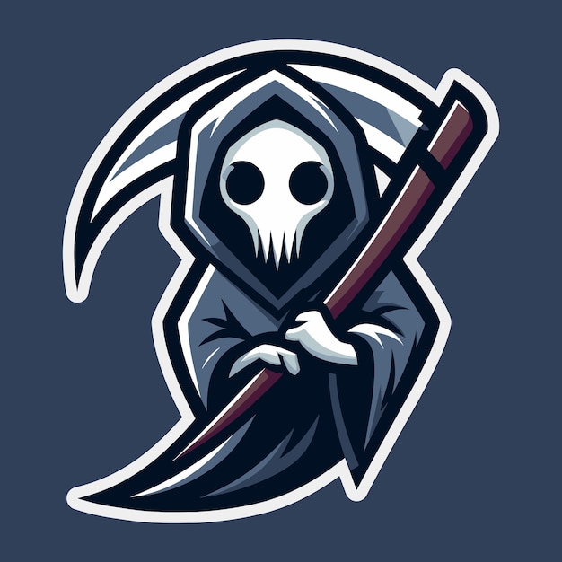 Ominous Reaper Wielding Scythe in Striking Monochrome Design | Jiffy ...