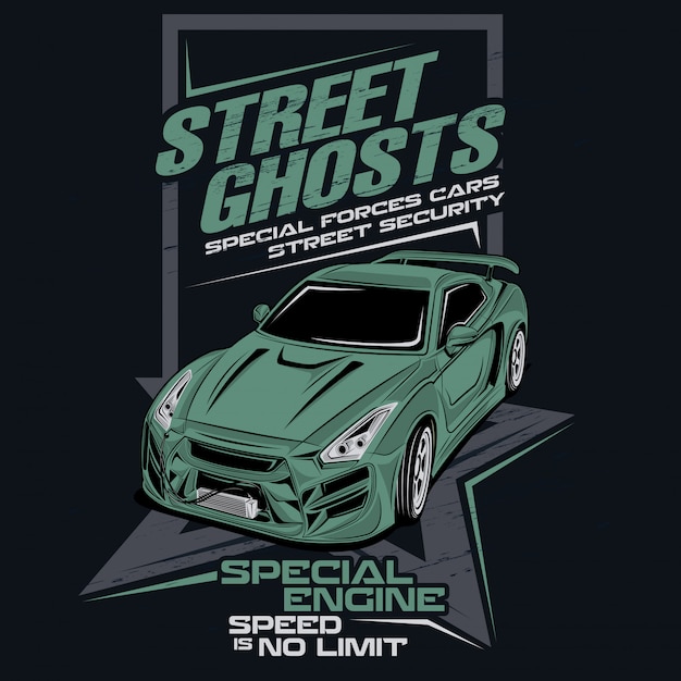 Sleek Supercar Showcased in Street Ghosts Poster Design | Jiffy Designs