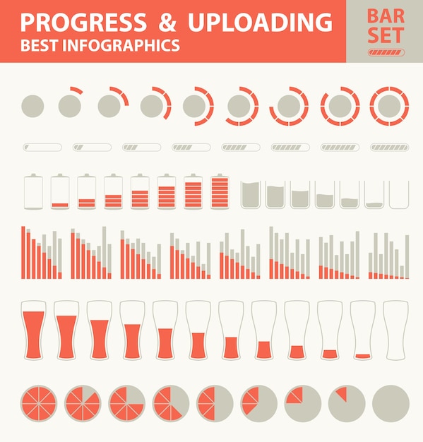 Comprehensive Infographic Collection of Progress and Uploading Visuals ...