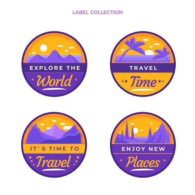 Vibrant Travel-Themed Label Collection with Scenic Imagery | Jiffy Designs