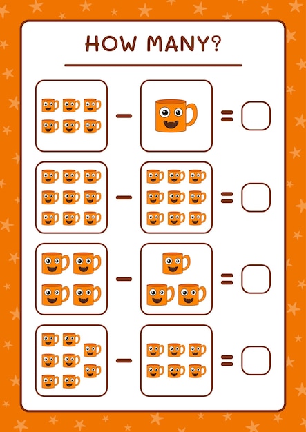 Counting Cheerful Coffee Mugs on an Orange Background | Jiffy Designs