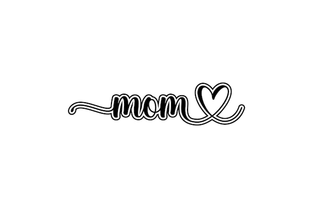 Elegant Handwritten 'Mom' Text with Heart Emblem | Jiffy Designs