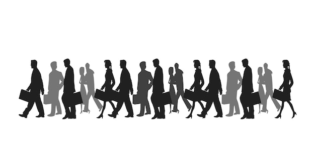 Diverse Silhouetted Figures Marching in Unison | Jiffy Designs