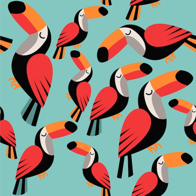 A Vibrant Flock of Tropical Toucans Soaring Through the Sky | Jiffy Designs
