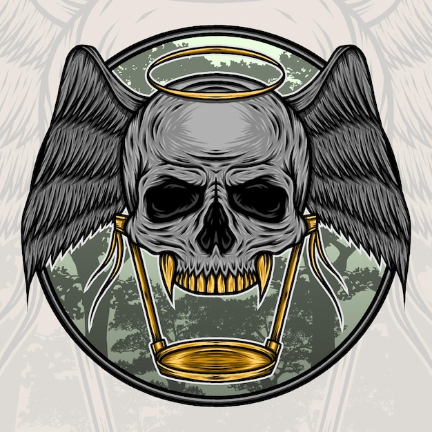 Winged Skull Emblem with Hourglass and Gears | Jiffy Designs