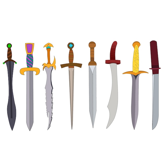 Vibrant Collection of Diverse Fantasy Swords and Daggers | Jiffy Designs