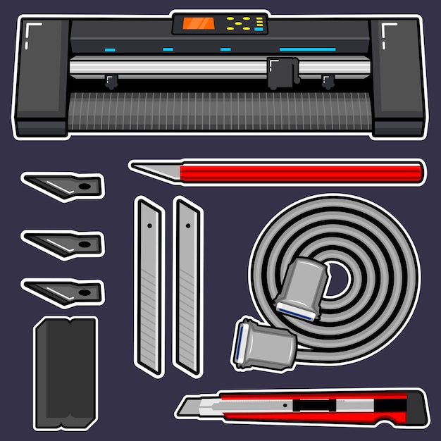 Detailed Illustration of a Modern Vinyl Cutter Machine | Jiffy Designs