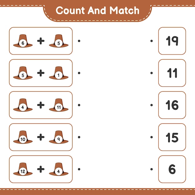 Charming Pilgrim Hat Count and Match Activity | Jiffy Designs
