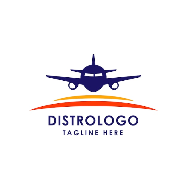 Stylized Airplane Logo with Tagline and Striped Underline | Jiffy Designs
