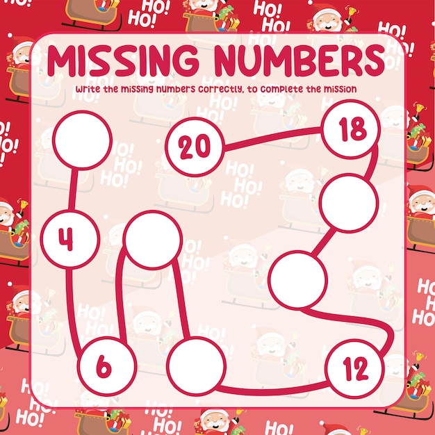 Festive Missing Numbers Puzzle with Cute Characters | Jiffy Designs
