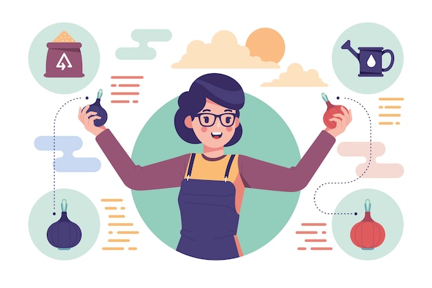 Cheerful Homemaker Surrounded by Domestic Appliances | Jiffy Designs