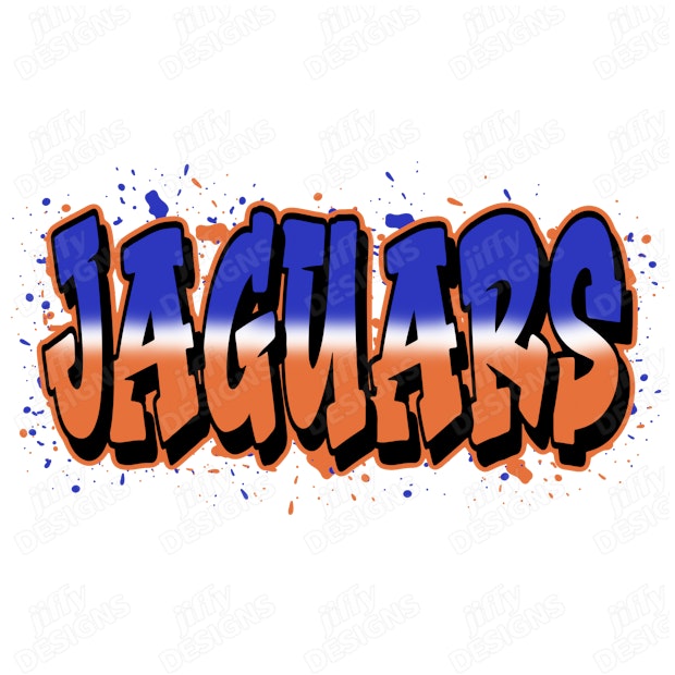 'Jaguars' Graffiti-Style Lettering with Vibrant Blue and Orange ...