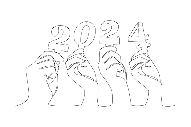 Minimalist Hands Holding Stylized 2024 New Year Numbers | Jiffy Designs