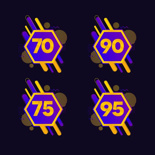 Vibrant Hexagon Number Badge Collection with Geometric Accents | Jiffy ...