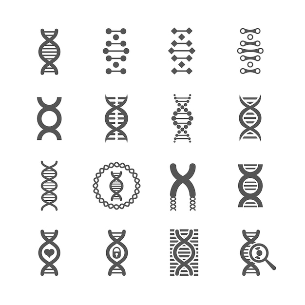 Diverse Collection of Stylized DNA Strand Symbols and Icons | Jiffy Designs