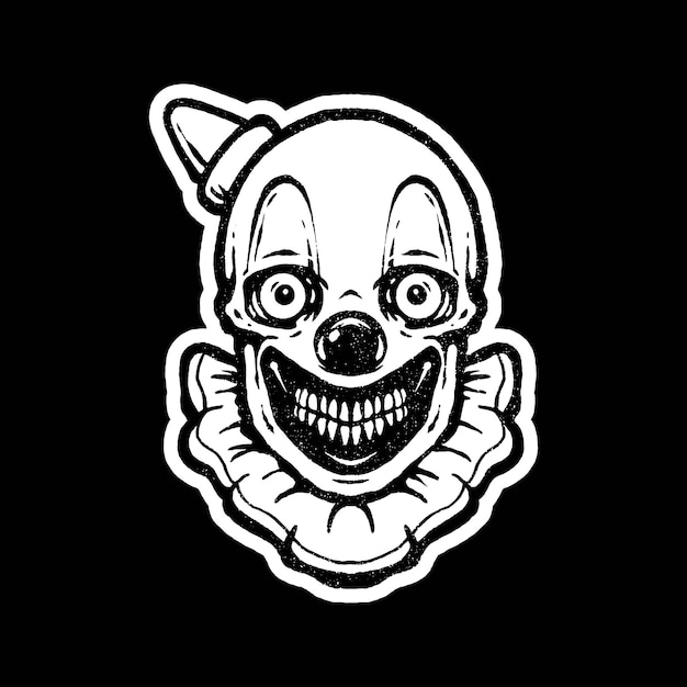 Unsettling Clown Face with Eerie Grin on Black Background | Jiffy Designs