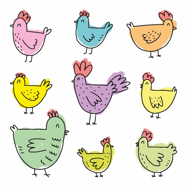 Charming and Colorful Cartoon Chickens: A Playful Poultry Parade ...