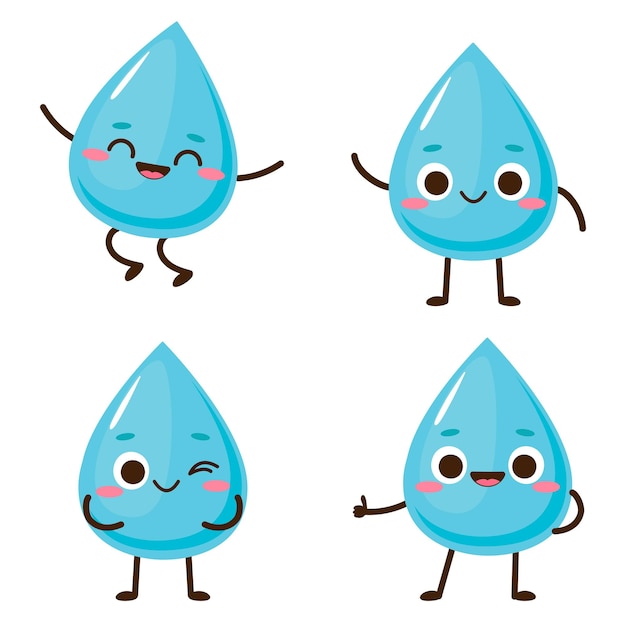 Cheerful Water Droplet Characters in Playful Cartoon Style | Jiffy Designs