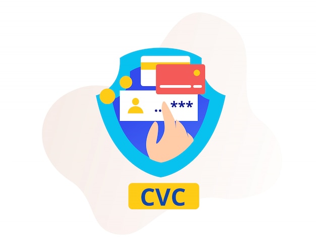 Vibrant CVC Security Badge Illustration with Hand and Shield | Jiffy ...