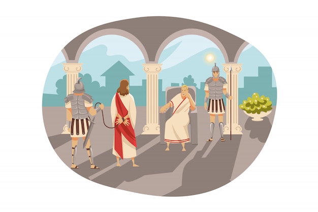 Ancient Roman Figures Strolling Through Columned City Streets | Jiffy ...