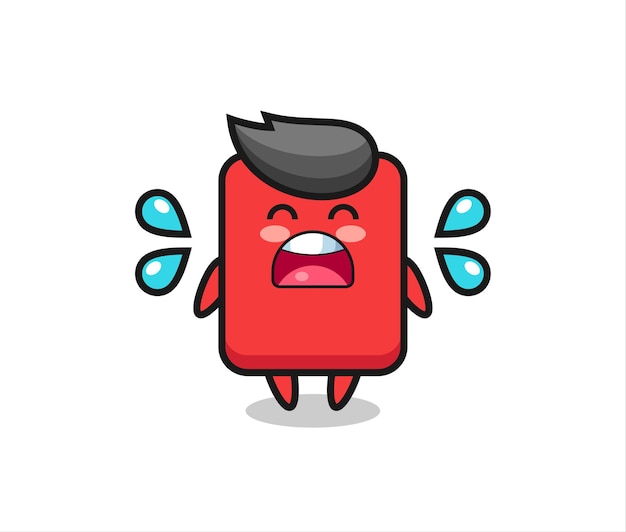 Adorable Crying Red Block Character with Tears | Jiffy Designs