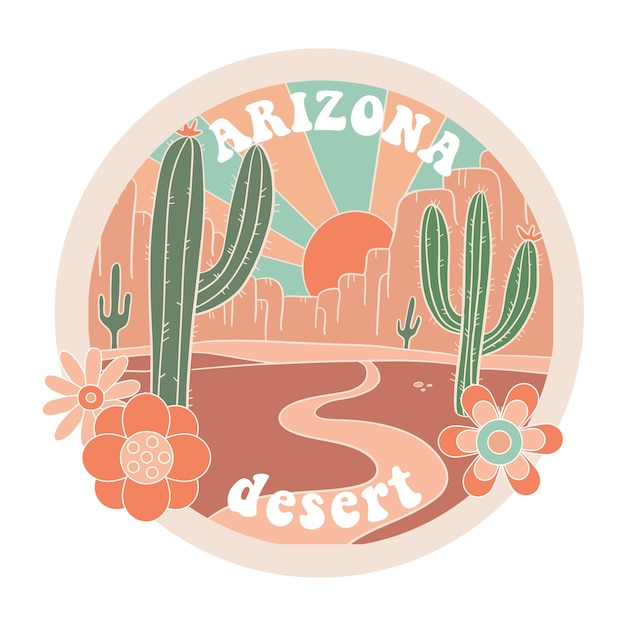 Vibrant Arizona Desert Landscape with Cacti and Sunset | Jiffy Designs