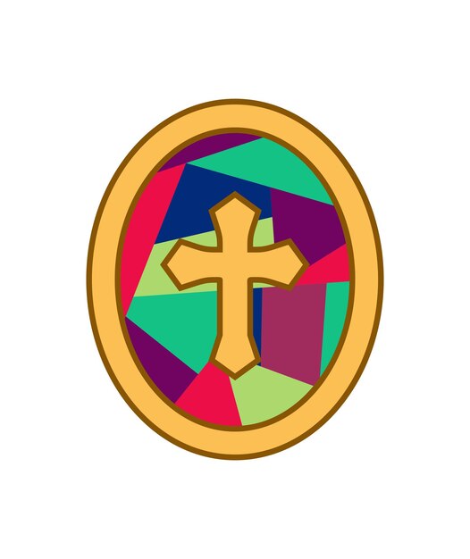 Vibrant Stained Glass Cross in Oval Frame | Jiffy Designs