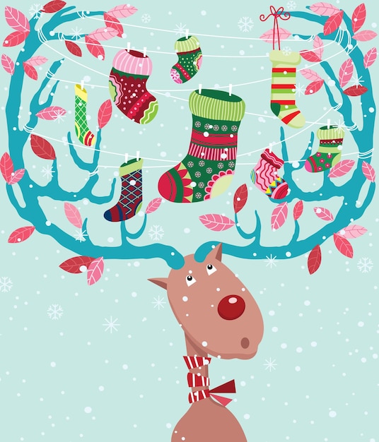 Whimsical Woodland Creature Amid Festive Stockings and Leaves | Jiffy ...