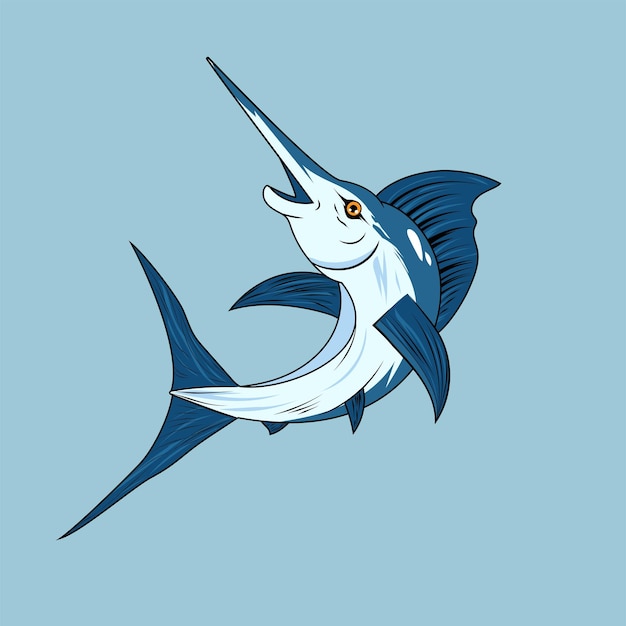 Vibrant Marlin Illustration with Playful Expression | Jiffy Designs