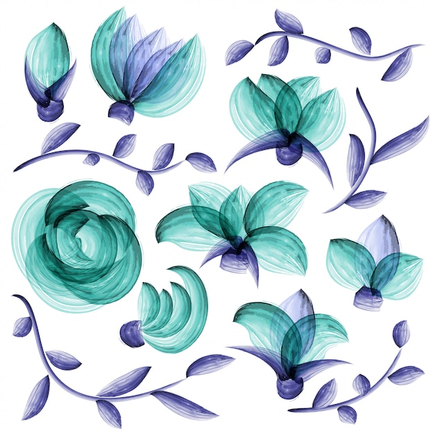 Elegant Turquoise and Lavender Floral Elements | Jiffy Designs