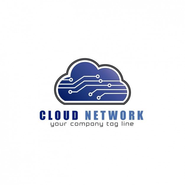 Stylized Cloud Network Logo with Circuitry and Company Tagline | Jiffy Designs