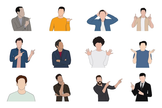 Diverse Collection of Expressive Human Portraits in Minimalist Style ...