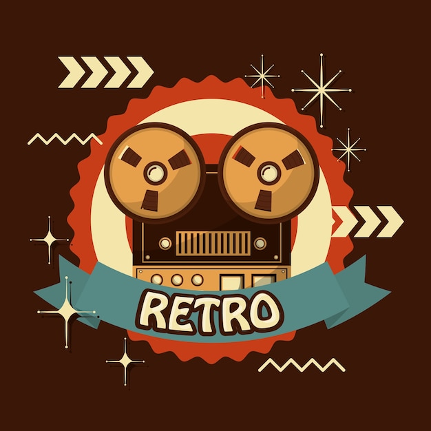 Retro Reel-to-Reel Tape Recorder Illustration with Vintage Vibes ...