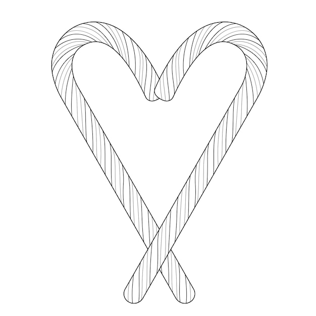 Interlocking Candy Cane Heart - Minimalist Line Art Design | Jiffy Designs