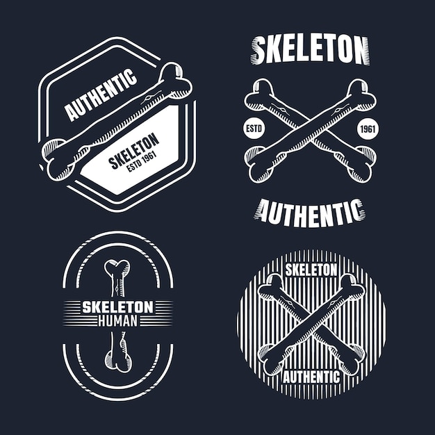 Vintage Skeleton Insignia Badges with Crossed Bones Design | Jiffy Designs