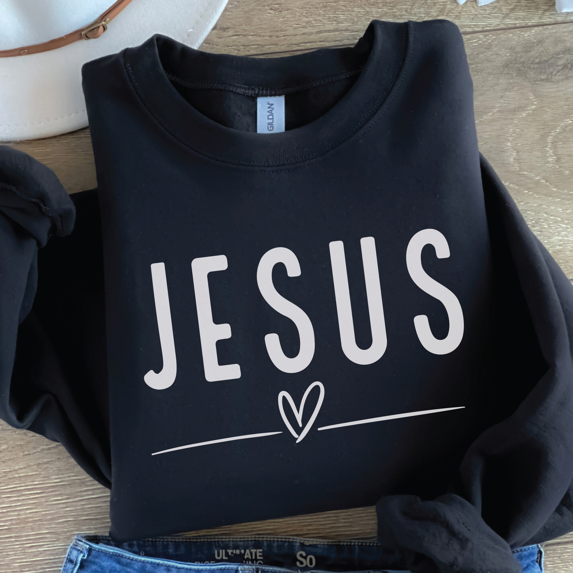 'Jesus' Bold Typography with Minimalist Heart Sketch | Jiffy Designs