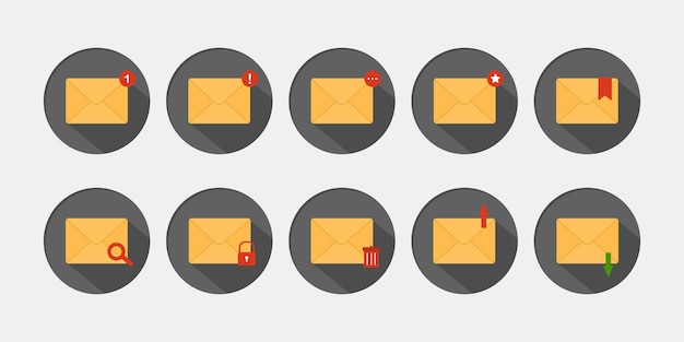 Minimalist Envelope Icons with Notification Badges and Symbols | Jiffy ...