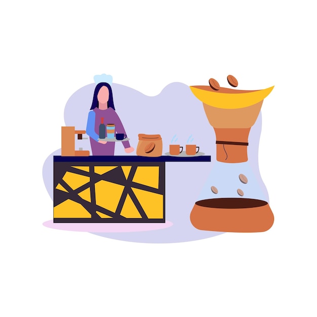 Vibrant Coffee Shop Scene with Barista Serving Up Delightful Brews ...