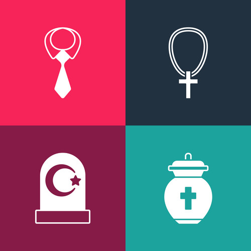 Set Pop Art Funeral Urn, Muslim Cemetery, Christian Cross On Chain And ...