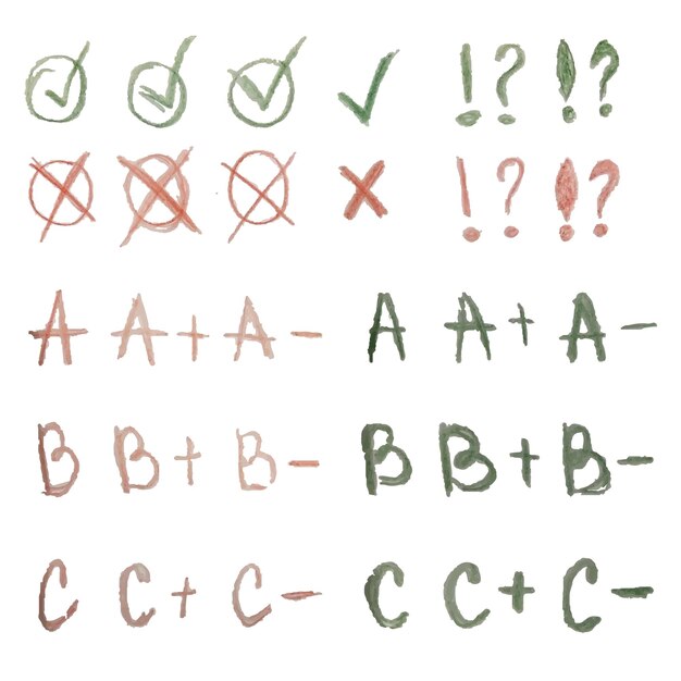 Handwritten Checkmarks, Crosses, and Letters in Earthy Tones | Jiffy ...