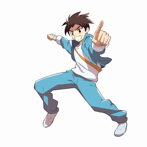 Energetic Anime Character in Dynamic Pose | Jiffy Designs