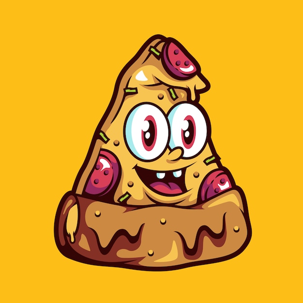 Goofy Cartoon Pizza Slice with Silly Facial Expression | Jiffy Designs