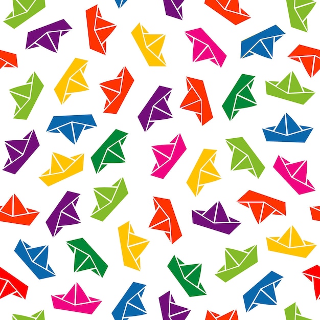 Vibrant Paper Boat Pattern - Colorful Origami Vessels | Jiffy Designs